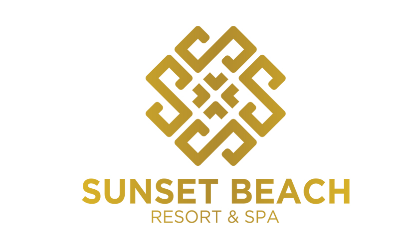 Sunset Beach Resort Logo Beach Resort And Summer Stock Vector.